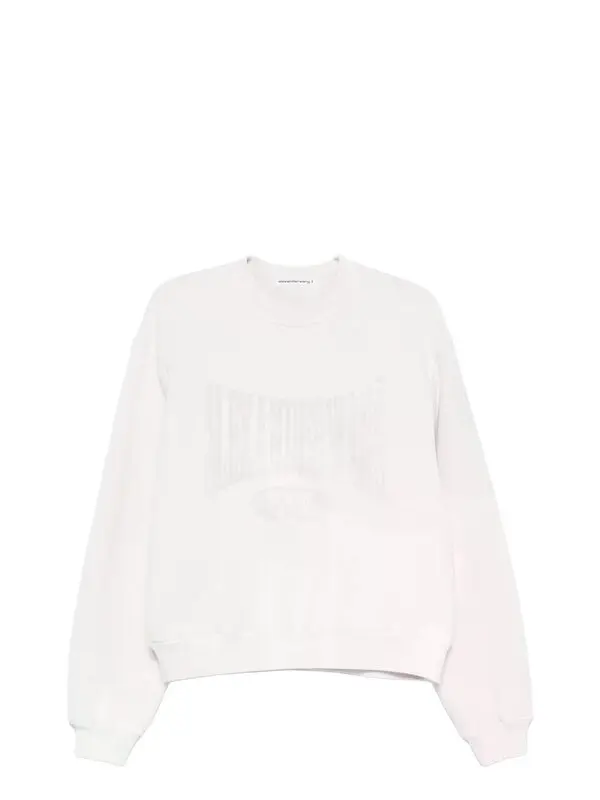 Alexander Wang Distressed-logo Sweatshirt - White