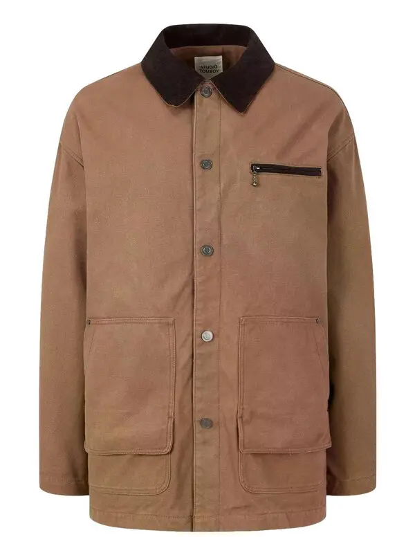 STUDIO TOMBOY Corduroy-collar Canvas Jacket - Brown