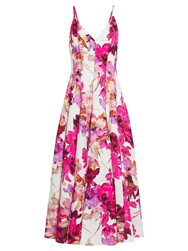 NICHOLAS Floral-print Linen-blend Maxi Dress - Fuchsia