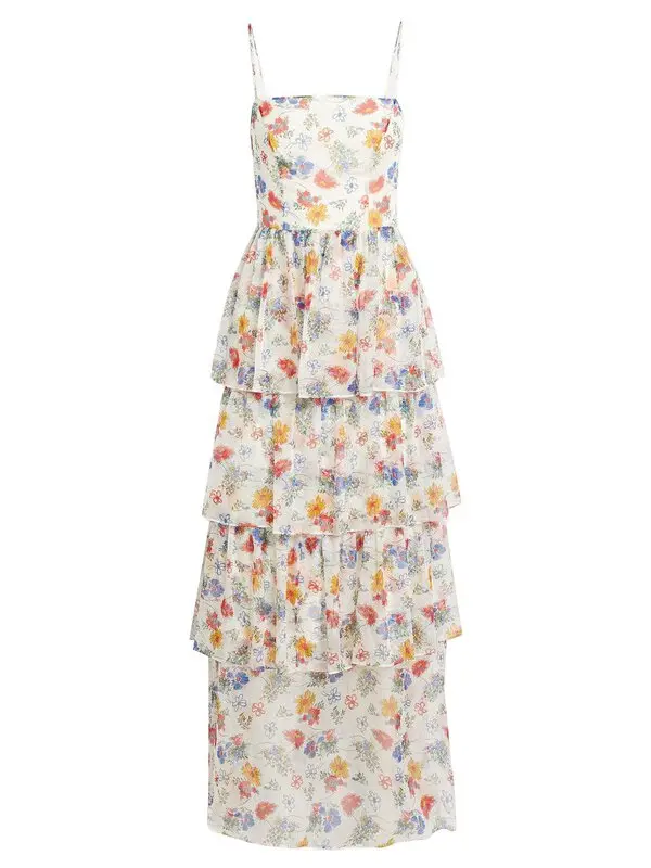 HVN Rebekah Floral-print Maxi Dress - Cream