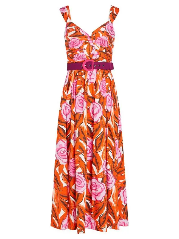 Diane Von Furstenberg Elisa Floral-print Midi Dress - Tomato Red