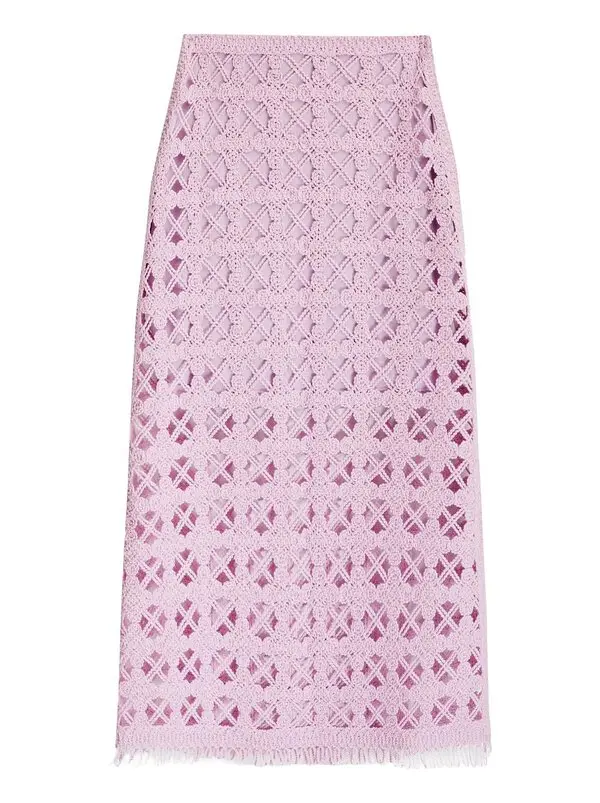 Maje Crocheted Cotton Midi Skirt - Lilac