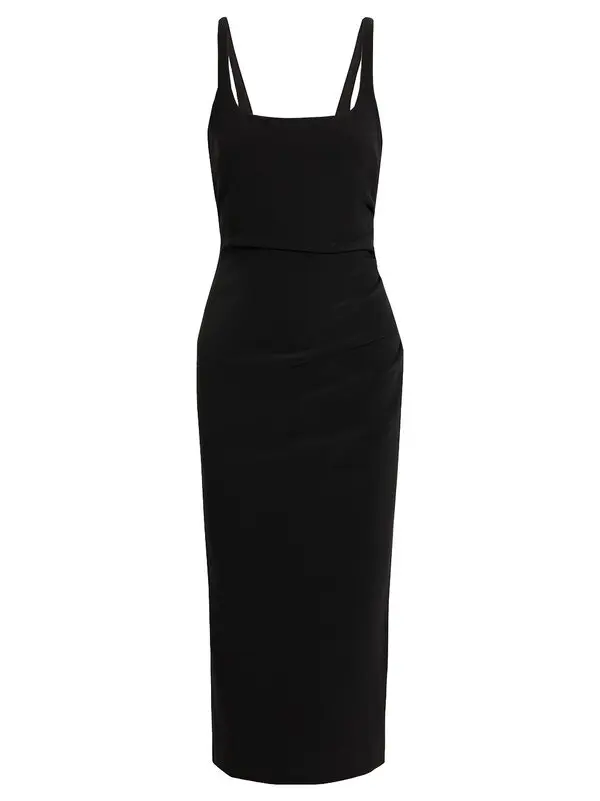 Bec & Bridge Draped Stretch-crepe Midi Dress - Black