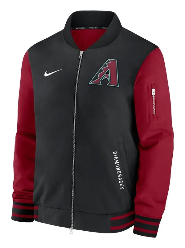 Nike Arizona Diamondbacks Authentic Collection Dugout Mlb Full-zip Bomber Jacket - Black