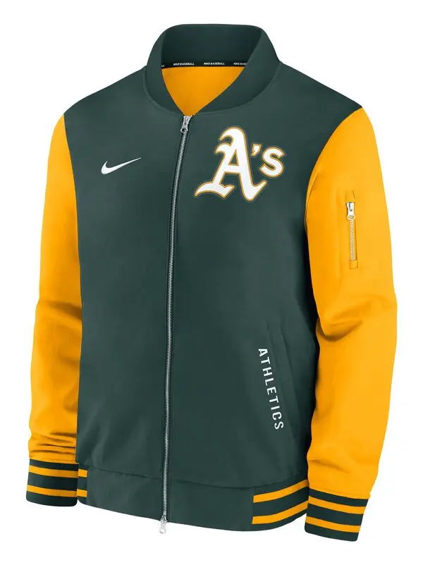 Nike Authentic Collection Dugout Mlb Full-zip Bomber Jacket - Green