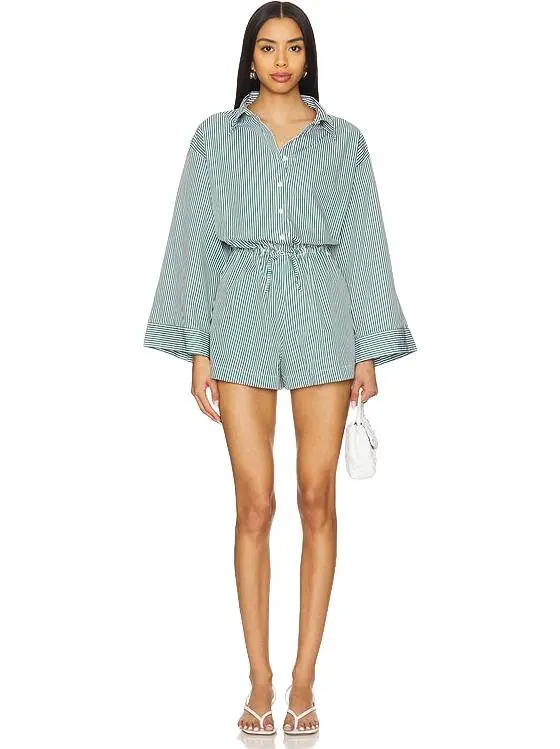 Faithfull The Brand Freja Playsuit - Green Stripe