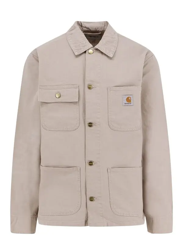 Carhartt Work In Progress Michigan Denim Jacket With Corduroy Collar - Beige