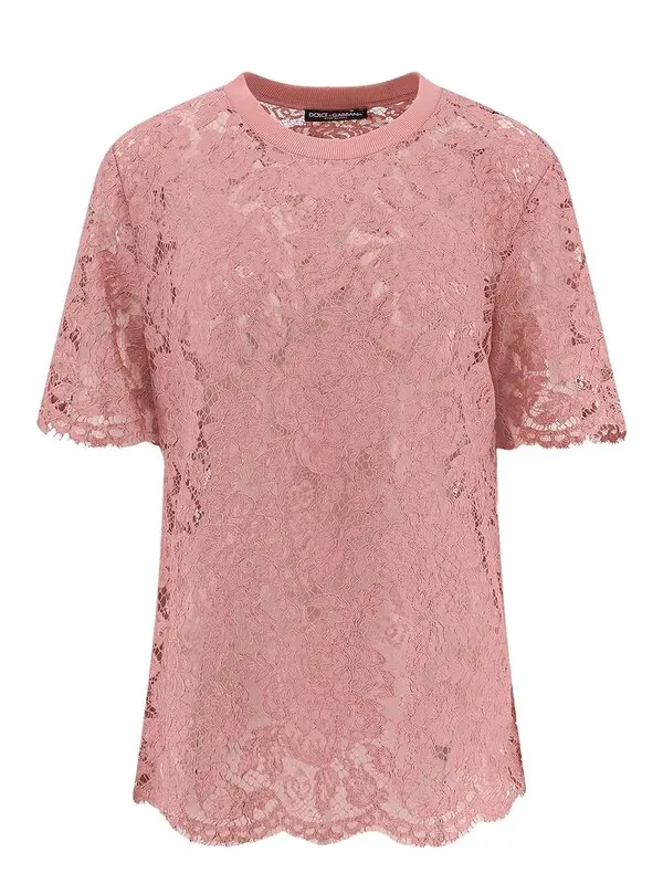 Dolce & Gabbana Floral Lace Top - Pink