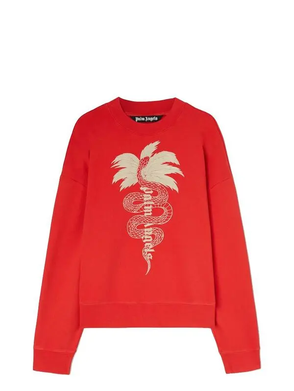 Palm Angels Lunar New Year Crewneck Sweatshirt - Red/off White