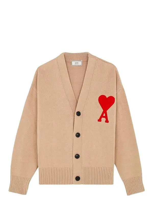 Ami De Coeur Oversize Cardigan - Beige/red