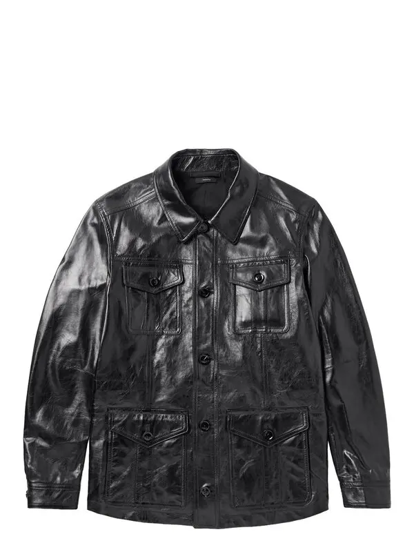 TOM FORD Textured-leather Jacket - Black