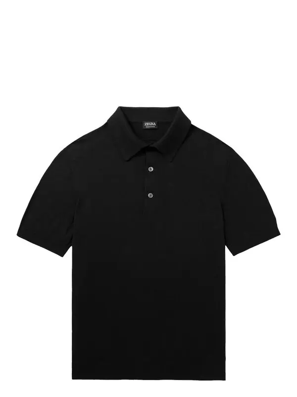 Zegna Slim-fit Cotton Polo Shirt - Black