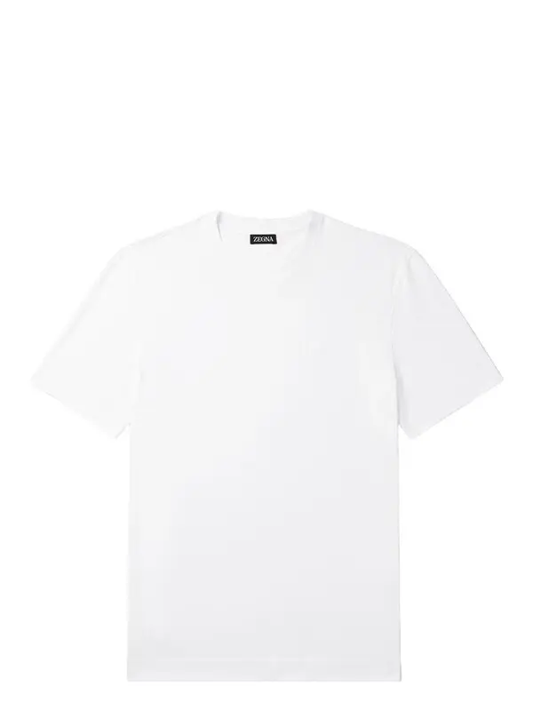 Zegna Slim-fit Logo-embroidered Cotton-jersey T-shirt - White