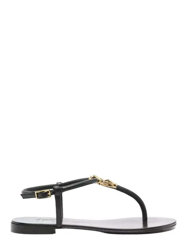 GIUSEPPE ZANOTTI Leather Thong Sandals - Black