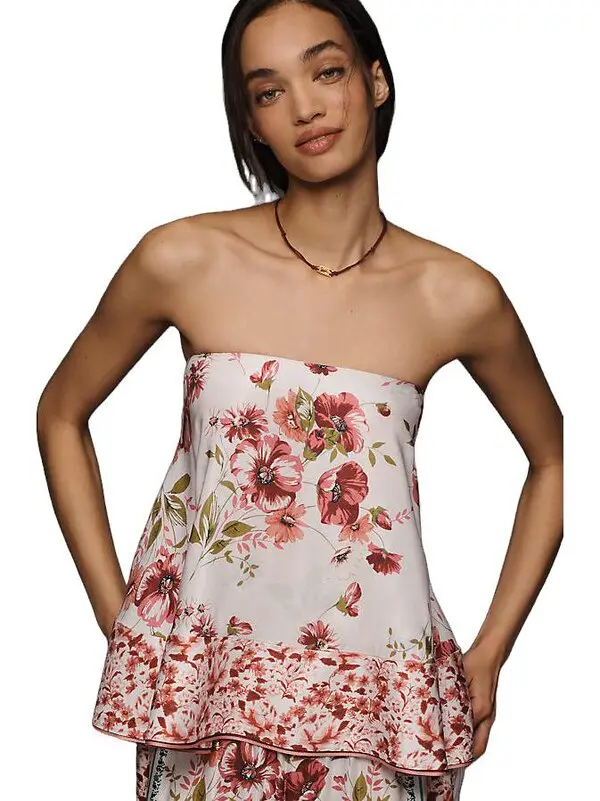 Maeve Strapless Swingy Top - Ivory Floral
