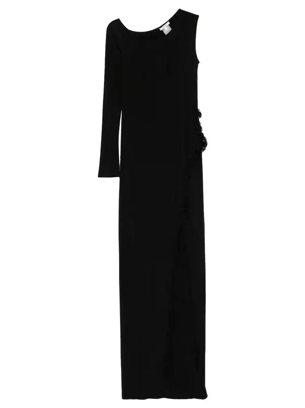 NENSI DOJAKA Ruffle-detail Maxi Dress - Black