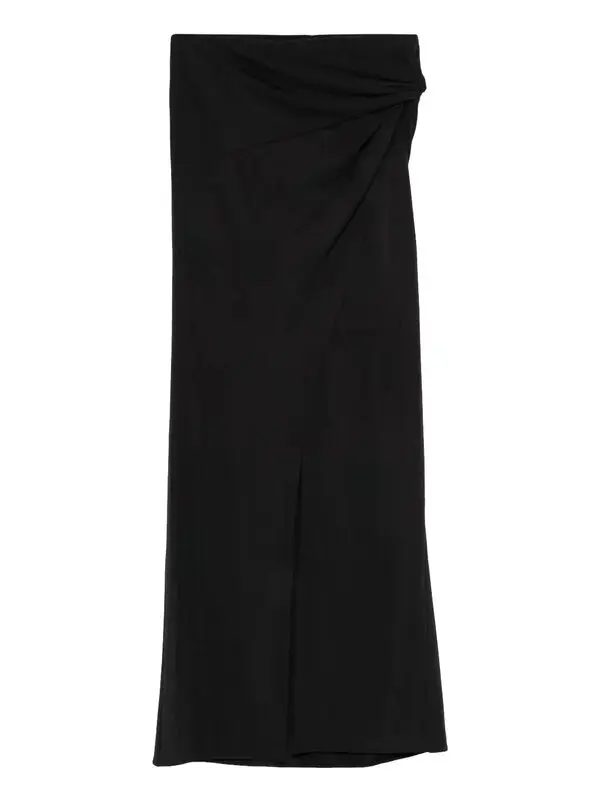 Andamane Wrap-effect Midi Skirt - Black