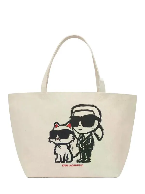 Karl Lagerfeld Ikon Karl & Choupette Tote Bag - White