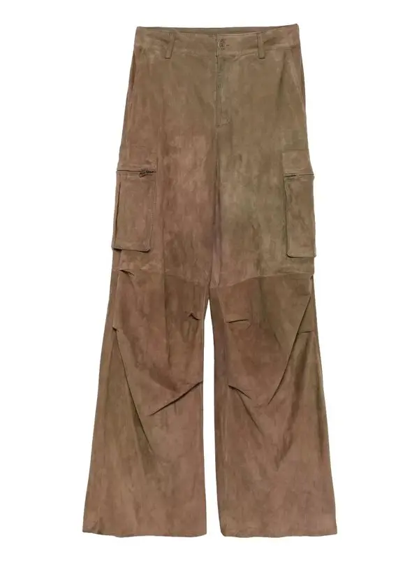 SALVATORE SANTORO Suede Cargo Trousers - Brown