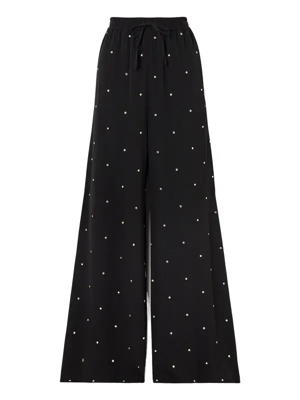 Stella McCartney Crystal-embellished Wide-leg Pants - Black