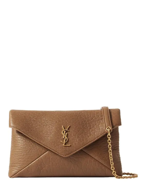 Saint Laurent Cassandre Mini Textured-leather Shoulder Bag - Brown