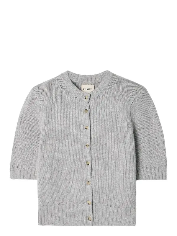 Khaite Nora Cropped Cashmere Cardigan - Gray