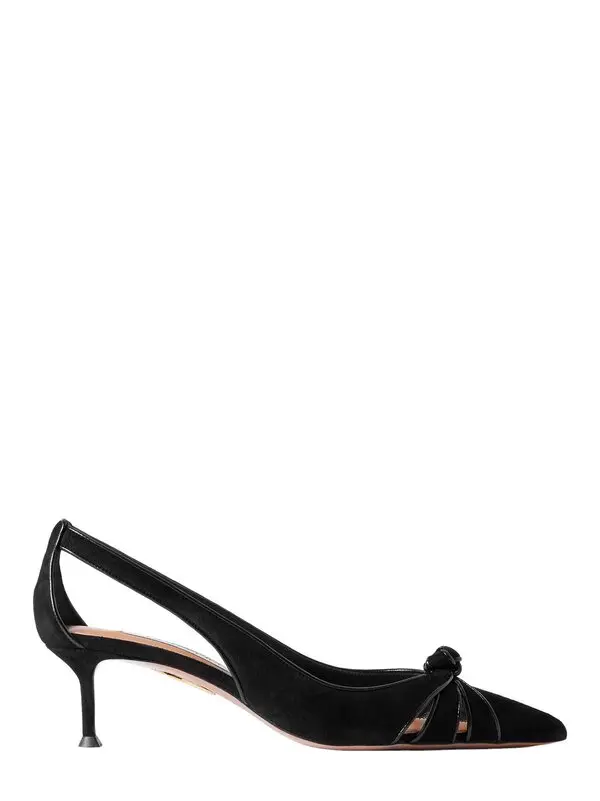 AQUAZZURA Premiere 50 Suede And Patent-leather Pumps - Black