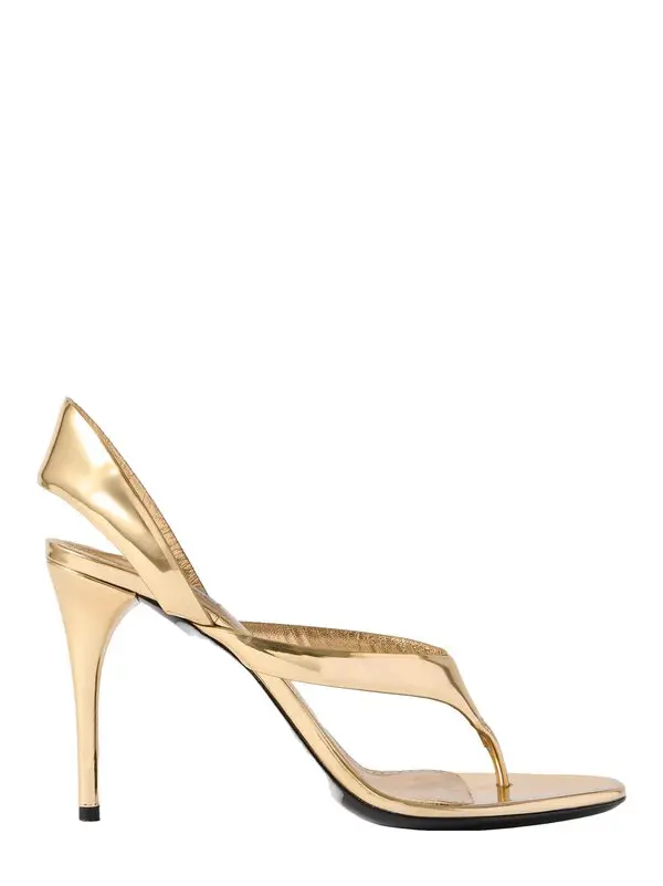 Alaïa Tong 90 Mirrored-leather Sandals - Gold