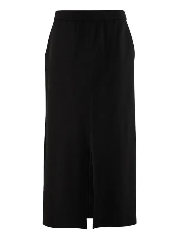 Eileen Fisher Stretch Crepe Midi Skirt - Black