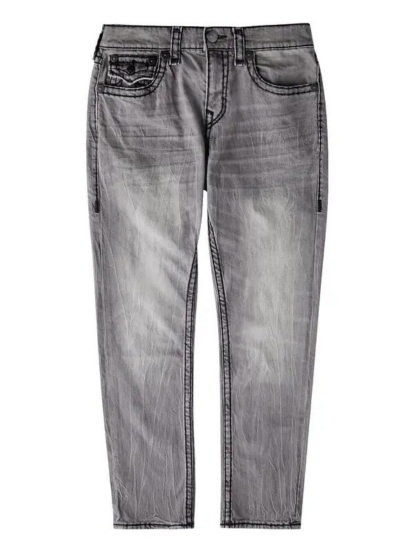 True Religion Rocco Distressed Slim-leg Jeans - Grey