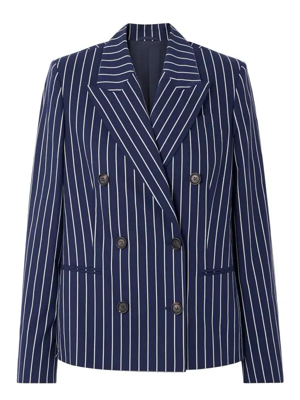 Brunello Cucinelli Double-breasted Striped Blazer - Blue