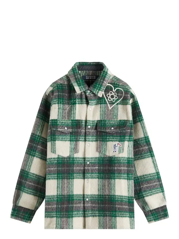 BILLIONAIRE BOYS CLUB Heart & Mind Check Overshirt - Green Check