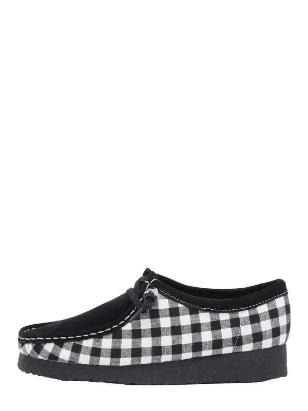 Clarks Wallabee Lace Up Shoes - Black/white Gingham