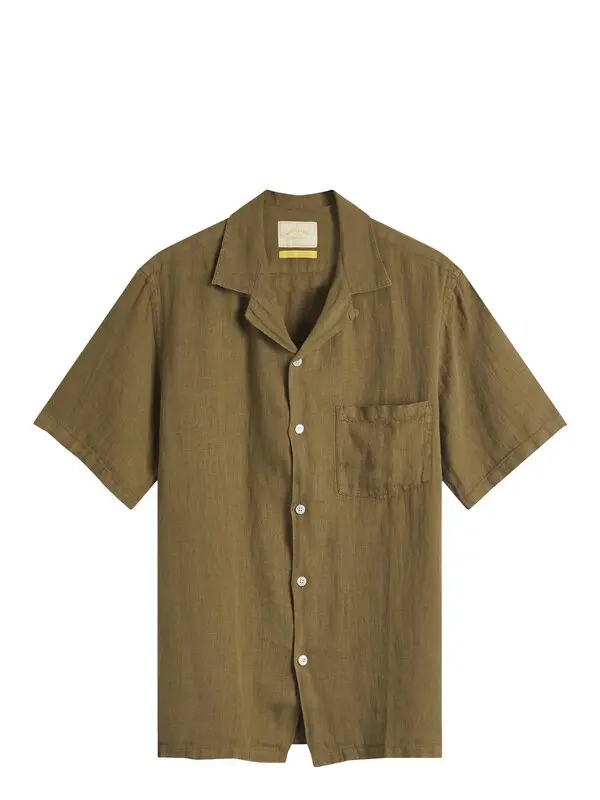 Portuguese Flannel Linen Camp Vacation Shirt - Olive