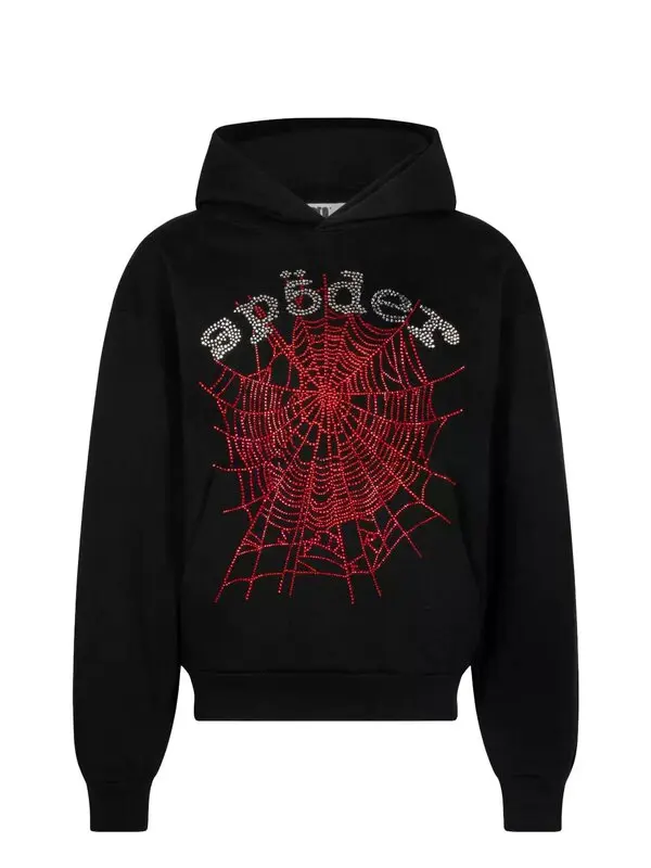 SP5DER Rhinestone Og Web V2 Hoodie - Black