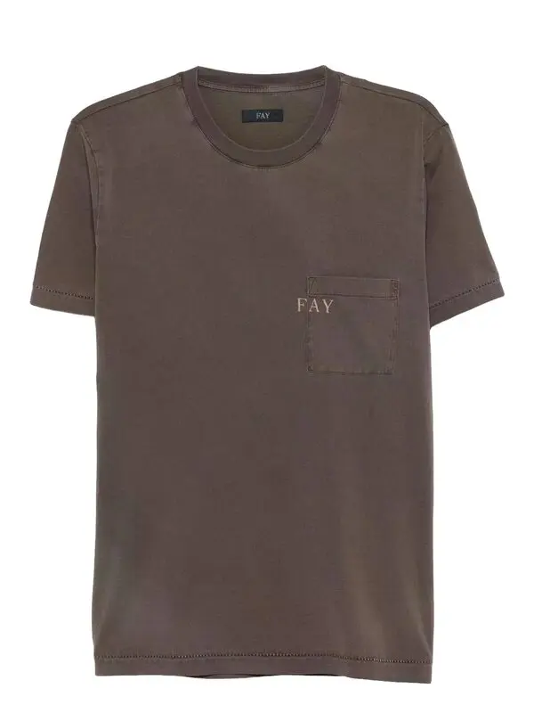 FAY Logo-print T-shirt - Brown