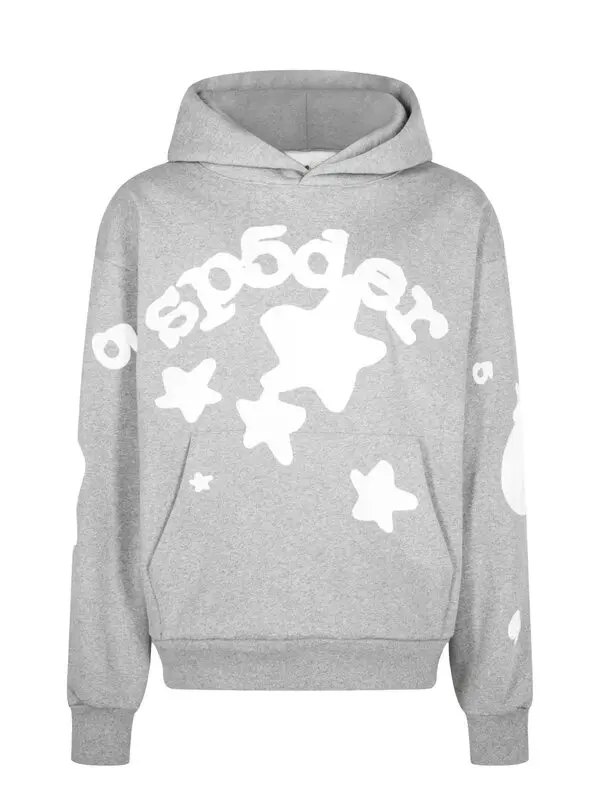 SP5DER Hoodie With Star Print - Grey