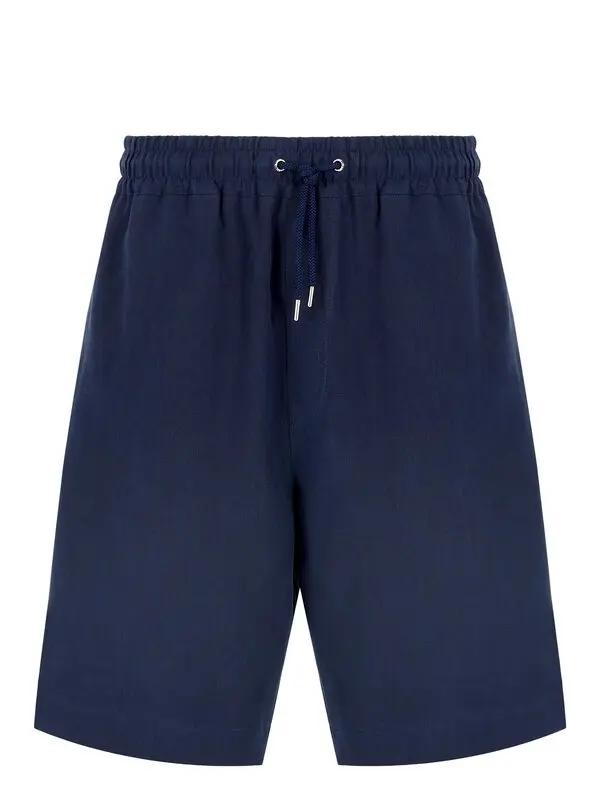 Giorgio Armani Linen Canvas Bermuda Shorts - Blue