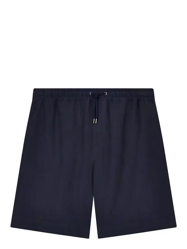 Giorgio Armani Linen Canvas Flat-front Bermuda Shorts - Blue