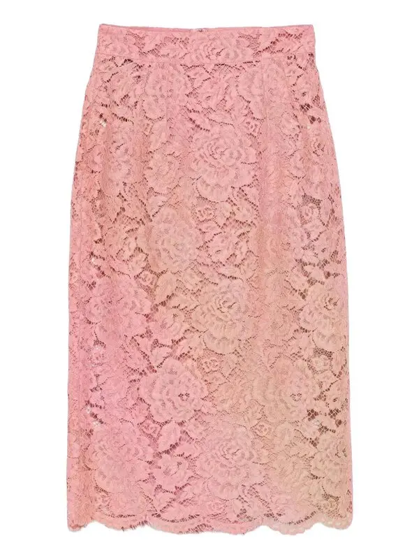 Dolce & Gabbana Dna Logo-embroidered Lace Midi Skirt - Pink
