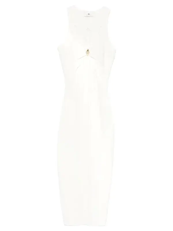 Elisabetta Franchi Cut-out Ribbed-knit Midi Dress - White