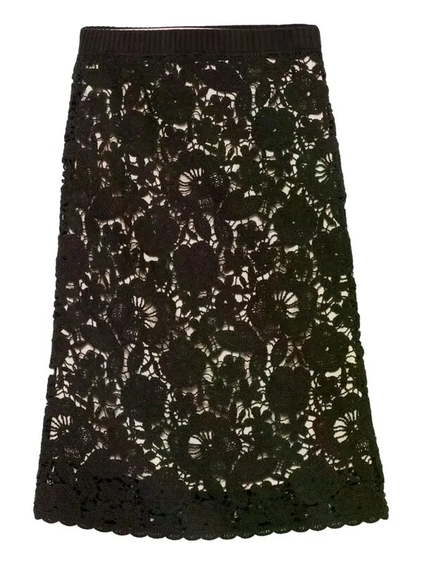 P.a.r.o.s.h Floral Knitted Midi Skirt - Green