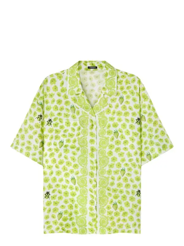 Versace Strawberry Garden Silk Shirt - Green