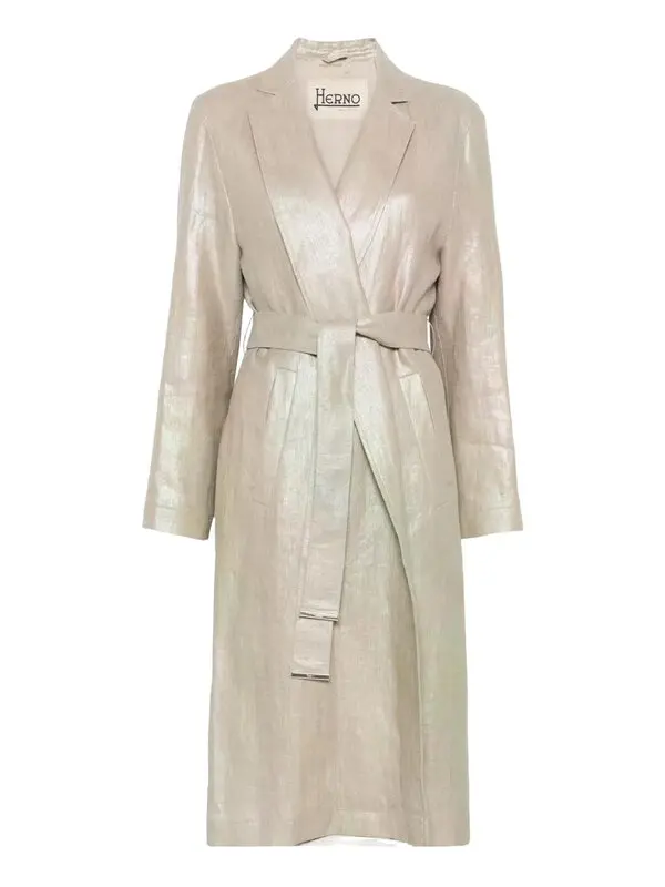 Herno Lamé-effect Trench Coat - Gold