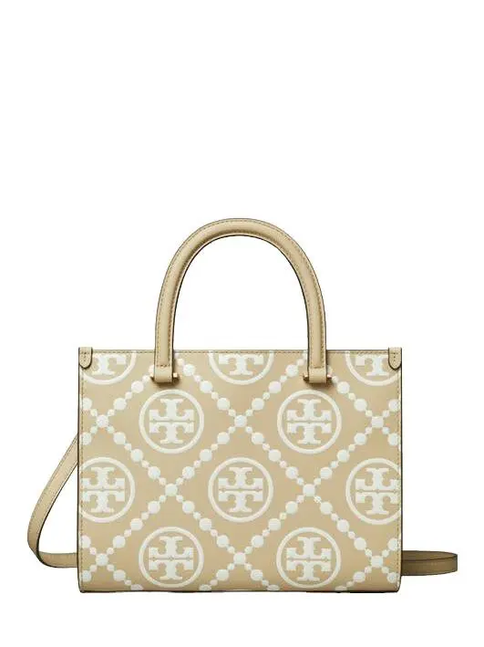 Tory Burch T Monogram Embossed Tote - Beige