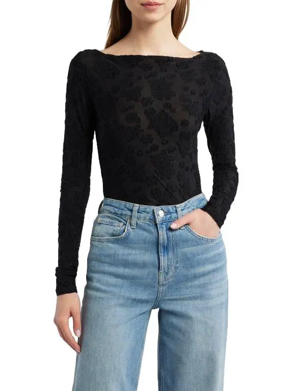 Rag & Bone Angel Floral Jacquard Top - Black
