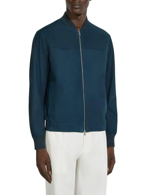 Zegna Suede Bomber Jacket - Dk Blu Sld