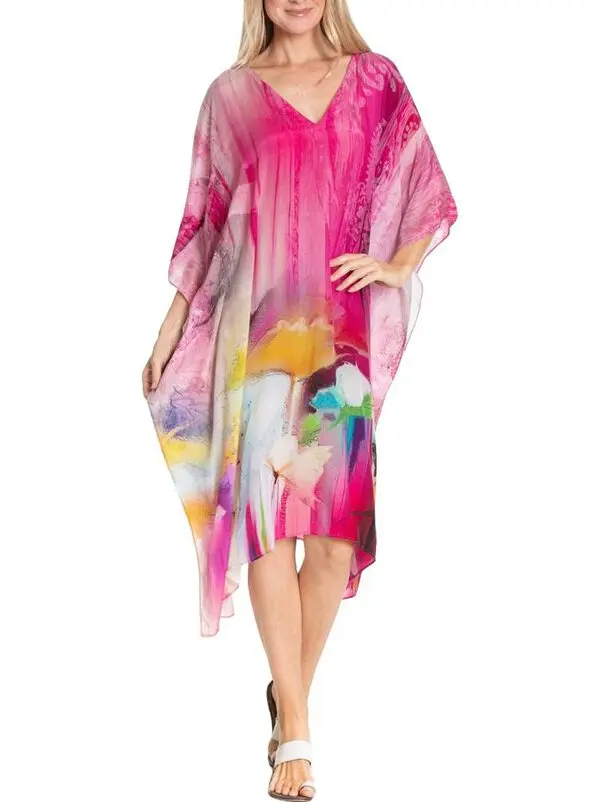 APNY Print Midi Caftan - Dark Pink Multi