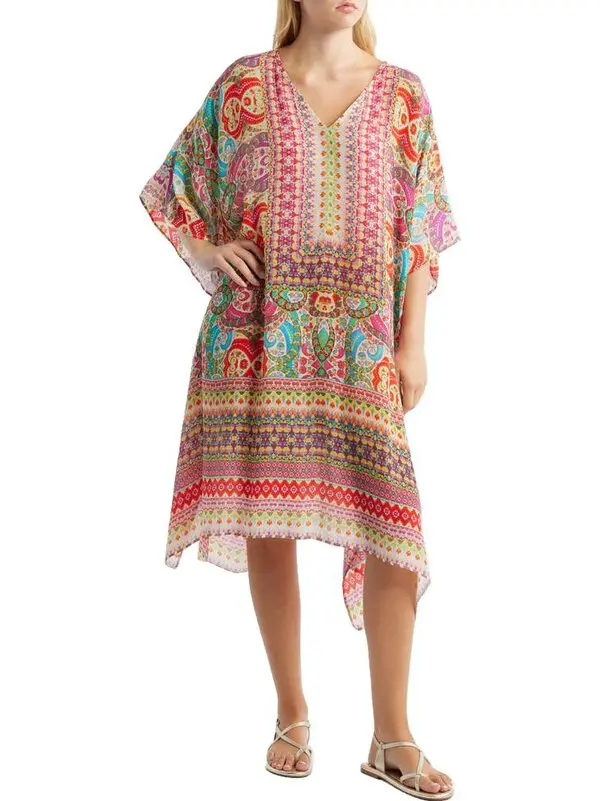 APNY Print Midi Caftan - Orange/blue Multi