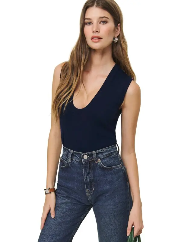 REFORMATION Marta Regenerative Merino Sweater Tank Top - Blue